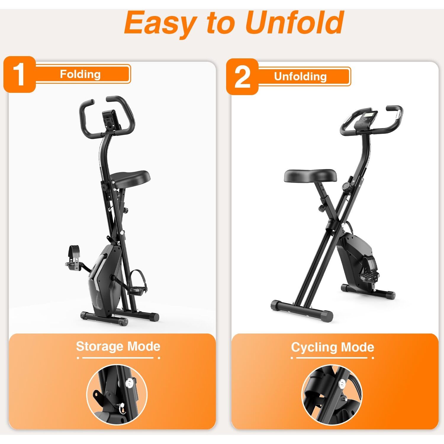 Foldable Magnetic Resistance Exercise Bike with LCD Display