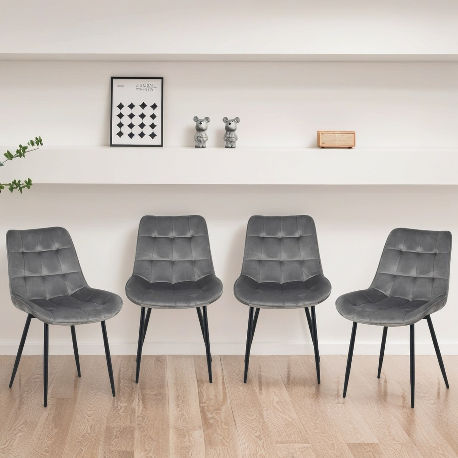 Set of 4 Erica Plush Velvet Comfort Dining Chairs