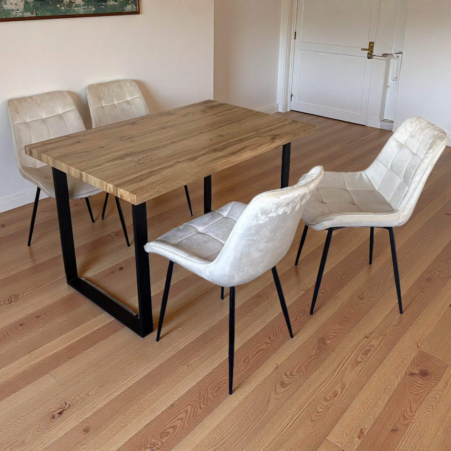 Colorado Dining Table with 4 Erica Velvet Chairs