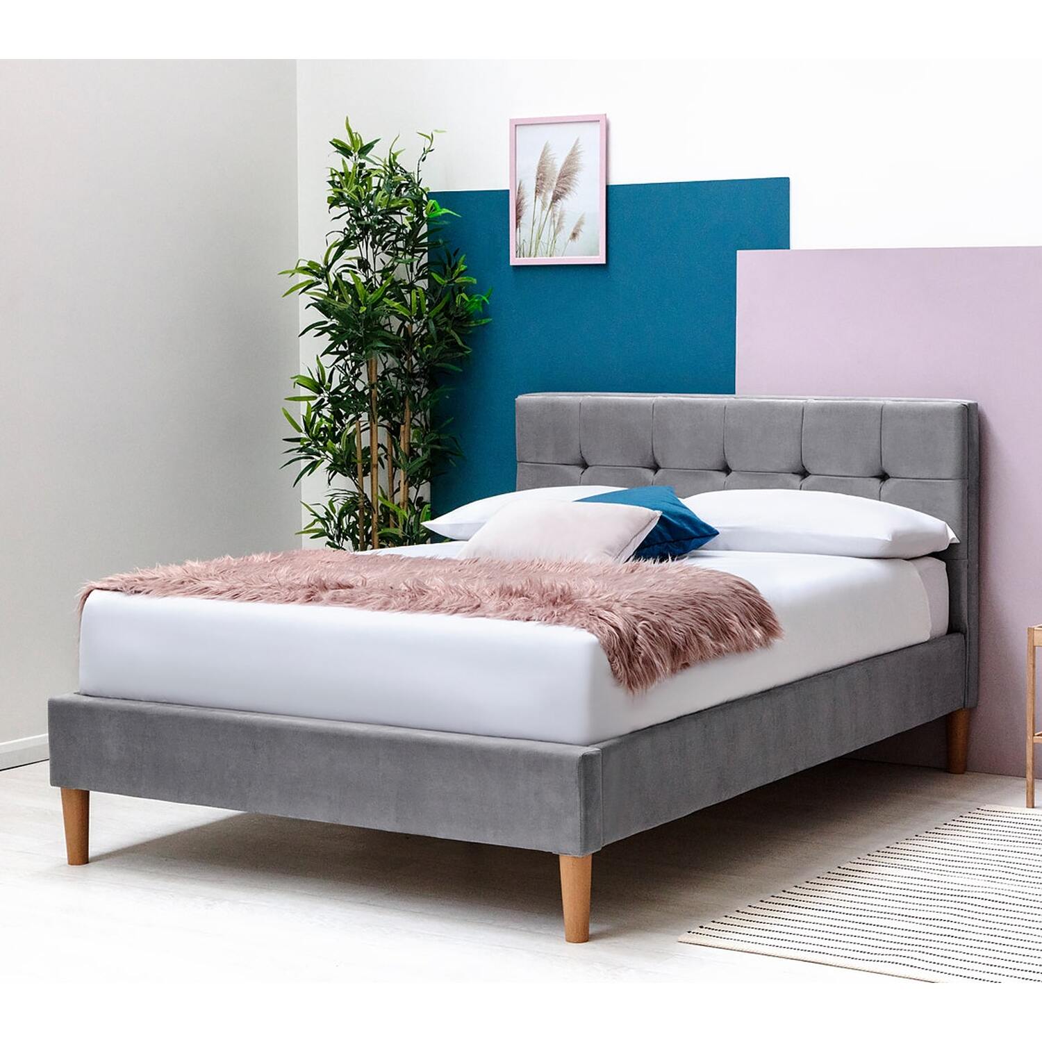 Highclere Grey Velvet Bed Frame
