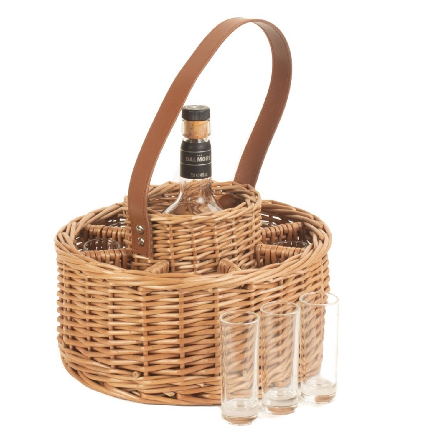 Round Wicker Whisky Celebration Drinks Carrier