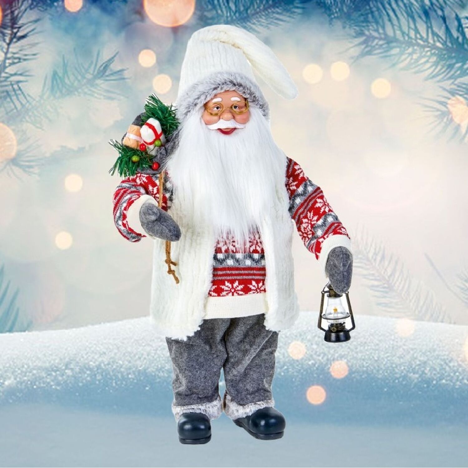 45cm Standing Nordic Santa With Glasses