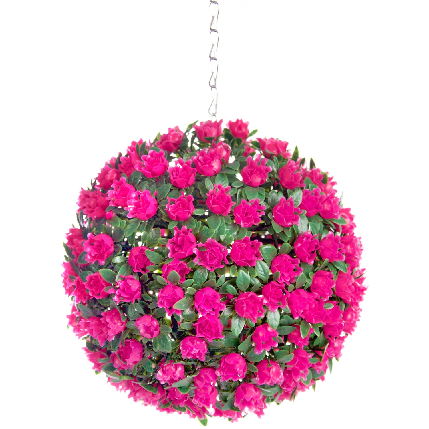 Best Artificial 23cm Pink Rose Hanging Basket Flower Topiary Ball