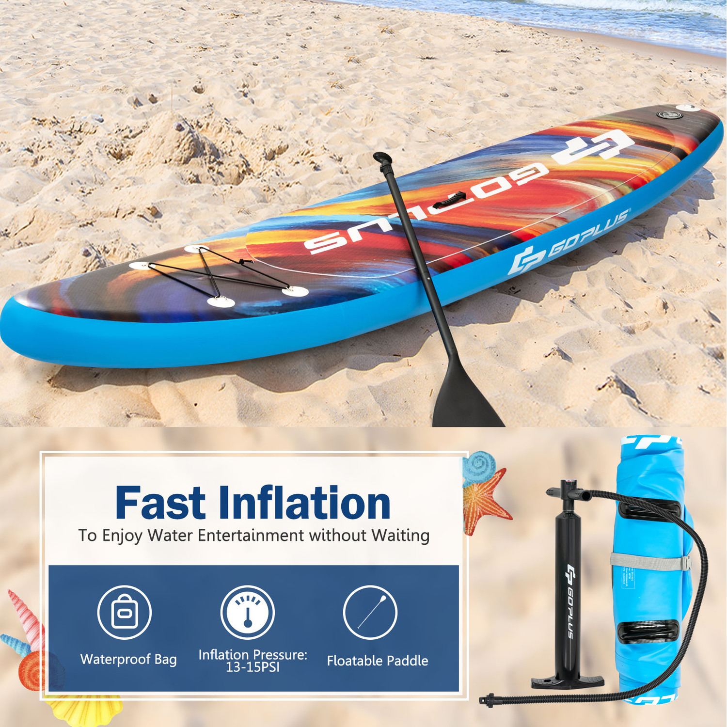 Costway Inflatable Paddle Board-Blue