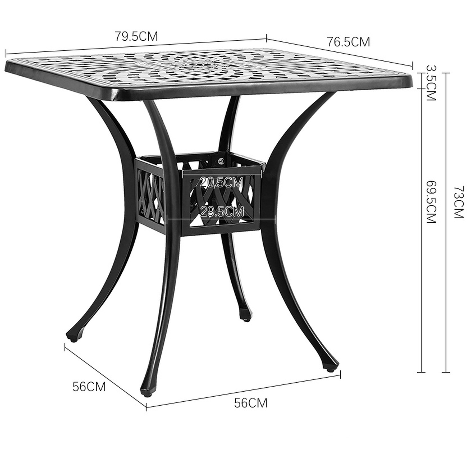 Outdoor Cast Aluminium Garden Dining Table With Parasol Hole