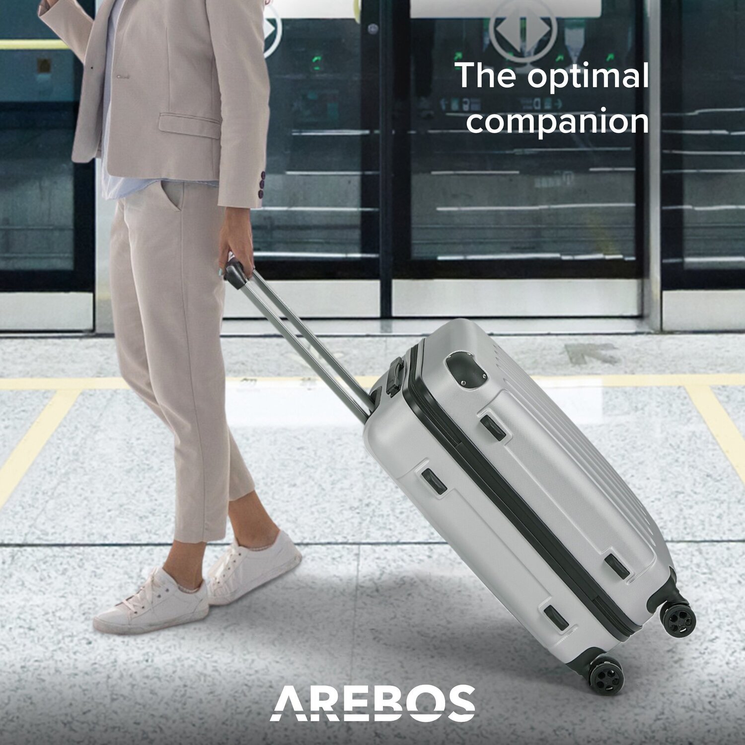 Set of 3 ABS Hard Shell Travel Suitcases With Telescopic Handle