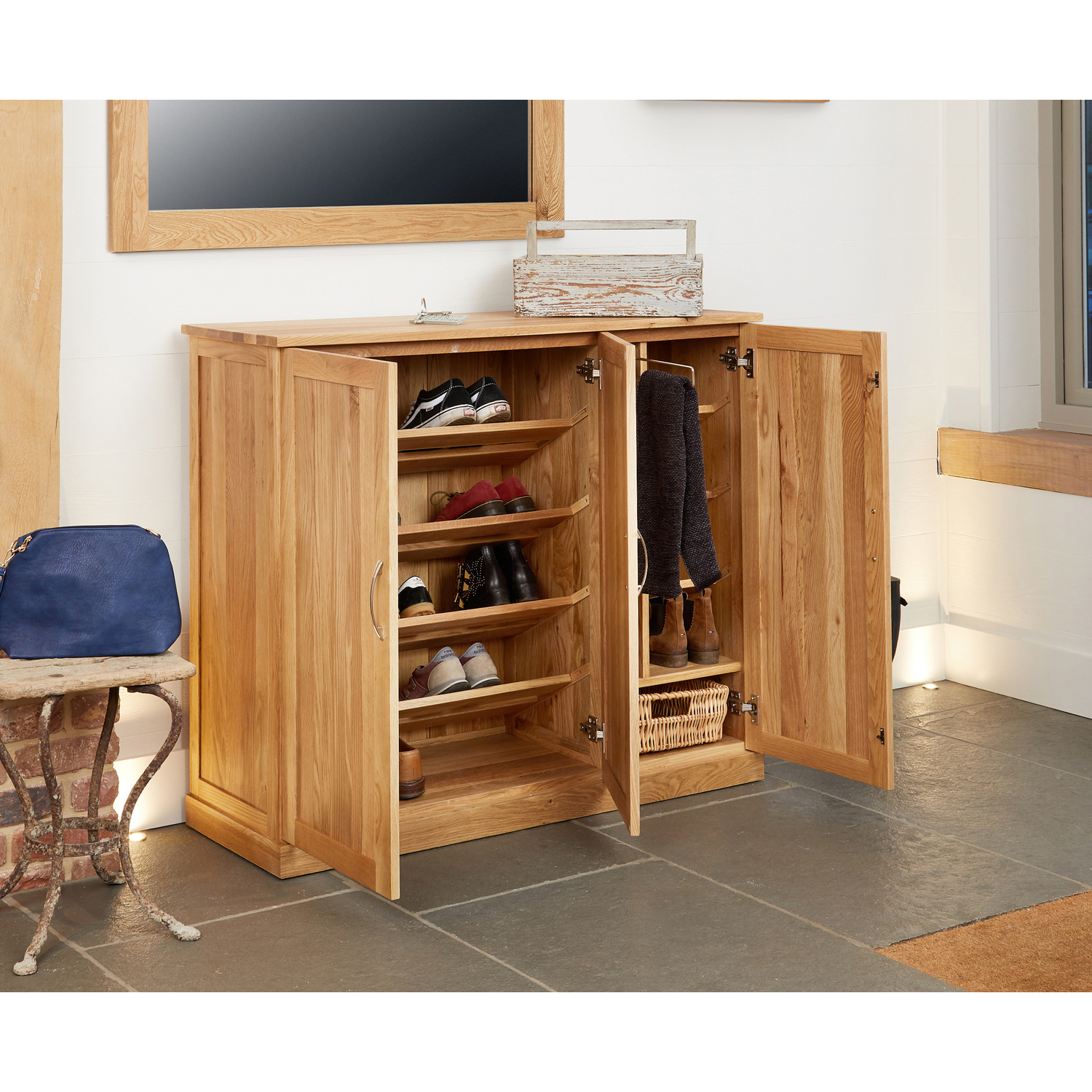 Mobel Oak Extra Large Shoe Cupboard
