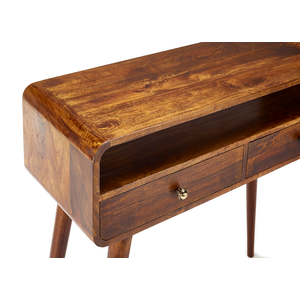 Dark Finish Two 2 Drawer Console Hall Telephone Table H90 x W90 x D36