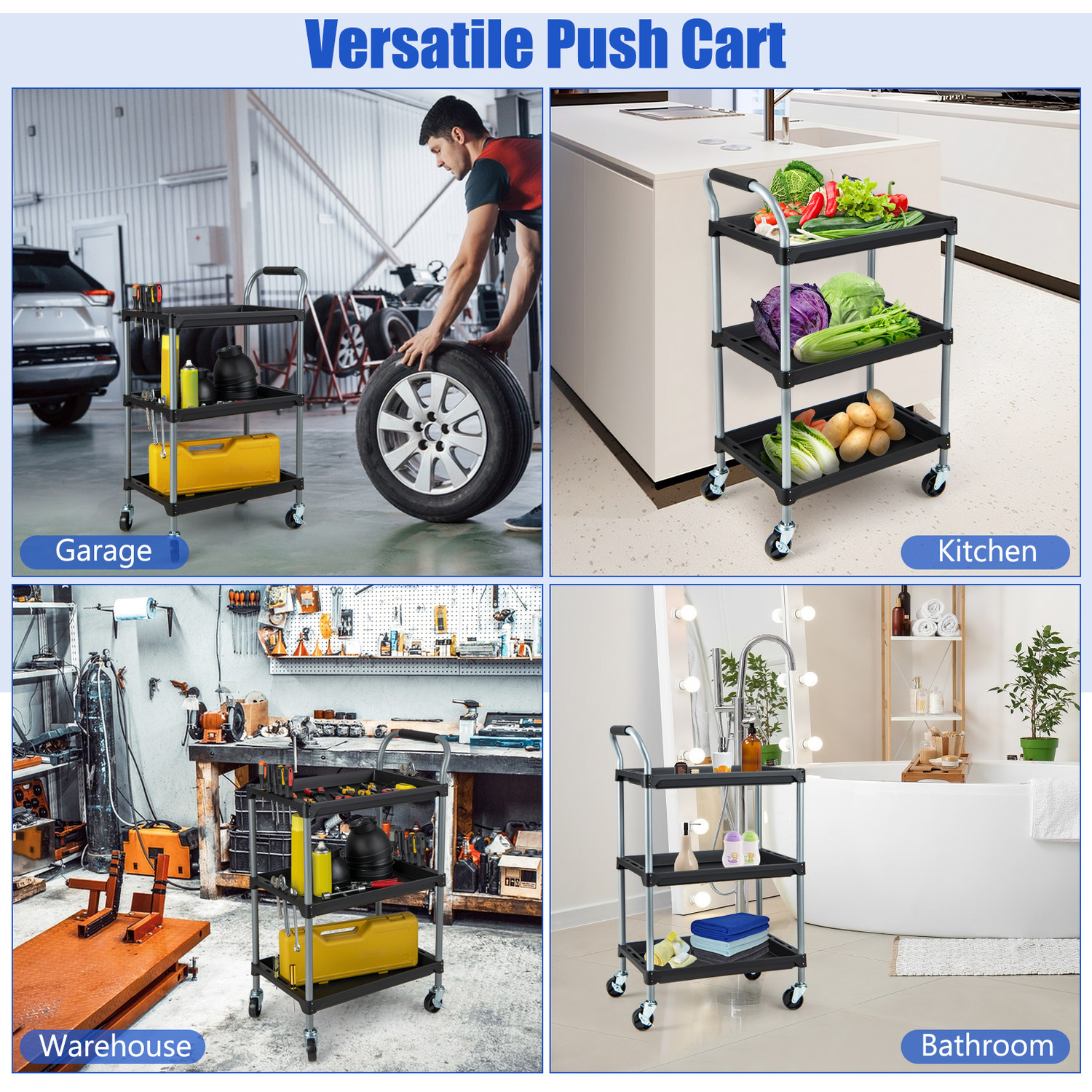 3 Layer Utility Tool Cart