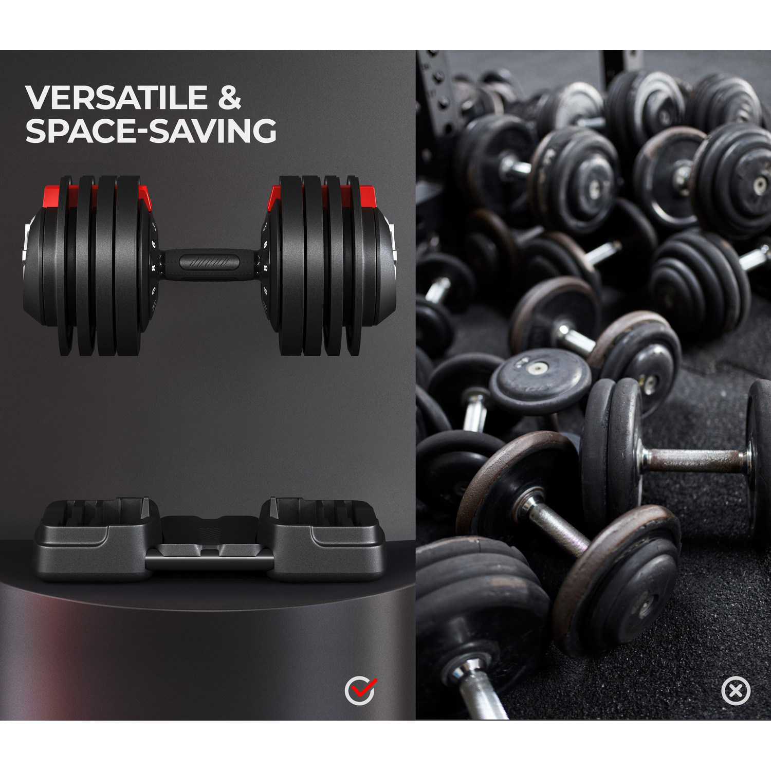 12-in-1 Adjustable Free Weight Dumbbells Set for Home Gym