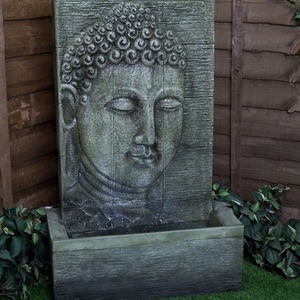 Nirvana Falls Buddha Face Water Feature with Lights