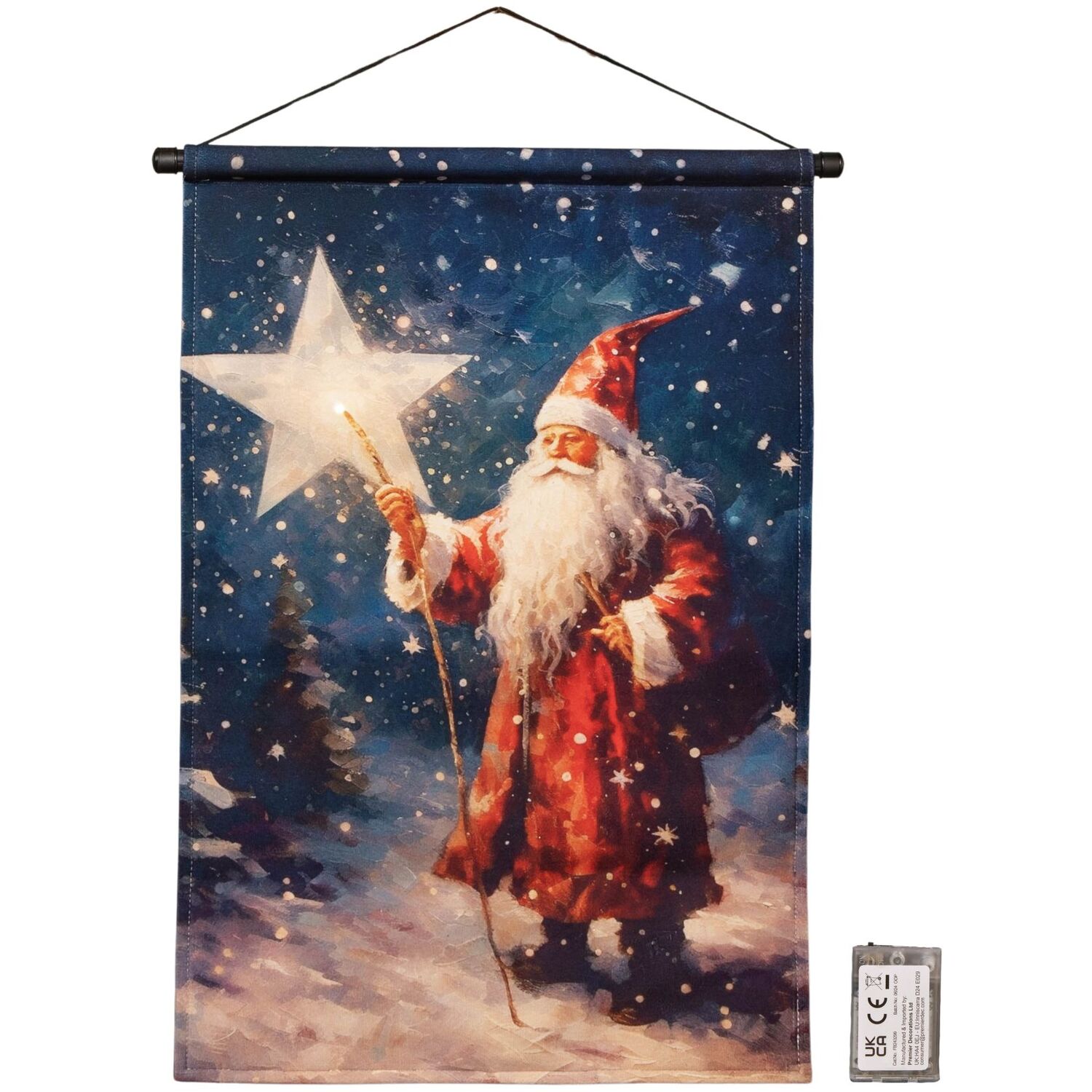 Light up St Nick Fabric Hanging Christmas Banner