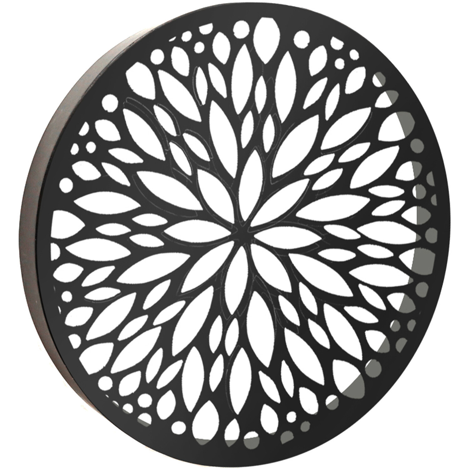 Round Abstract Flower Solar Wall Panel Metal LED Garden Decor