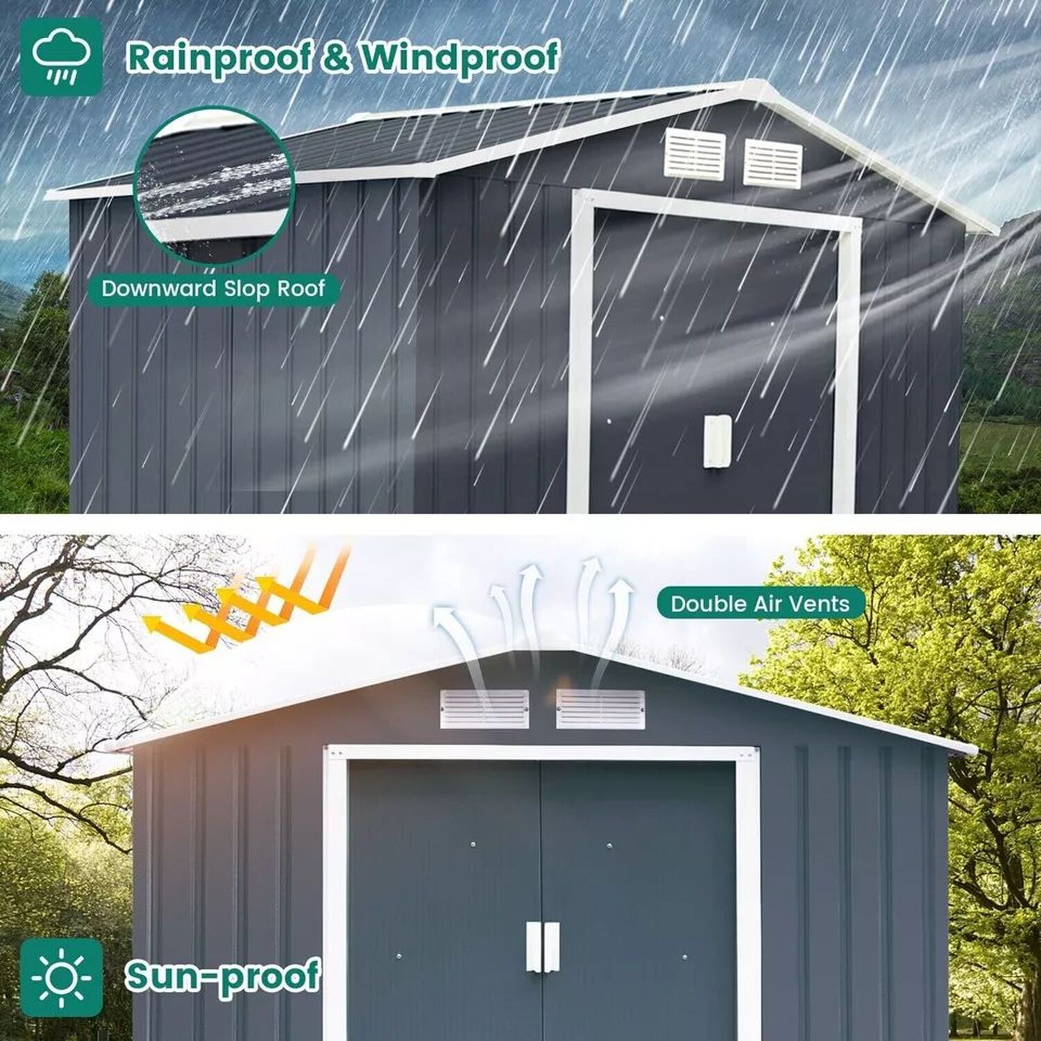 6.9ft x 4.1ft Outdoor Storage Shed Large Tool Utility Storage House ...