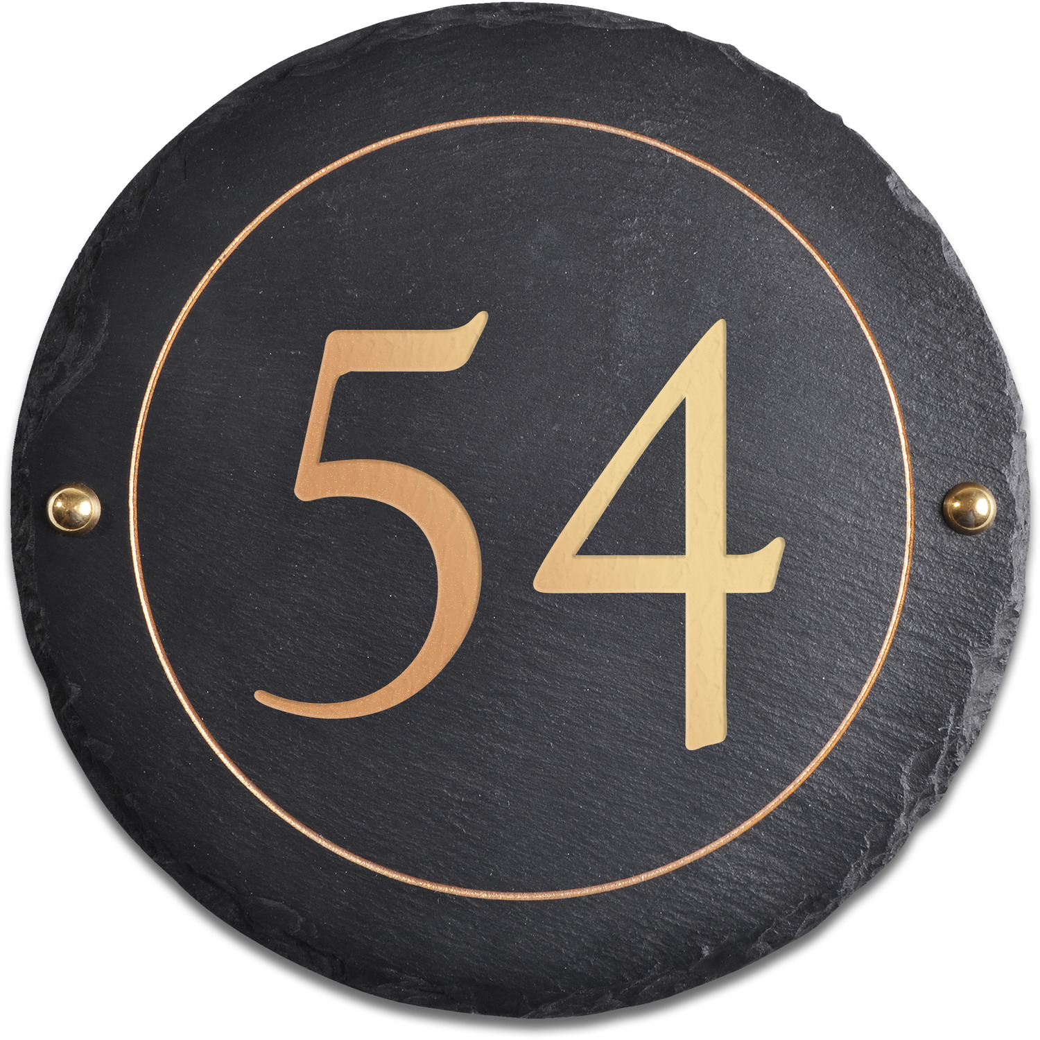 Rustic round slate number 54
