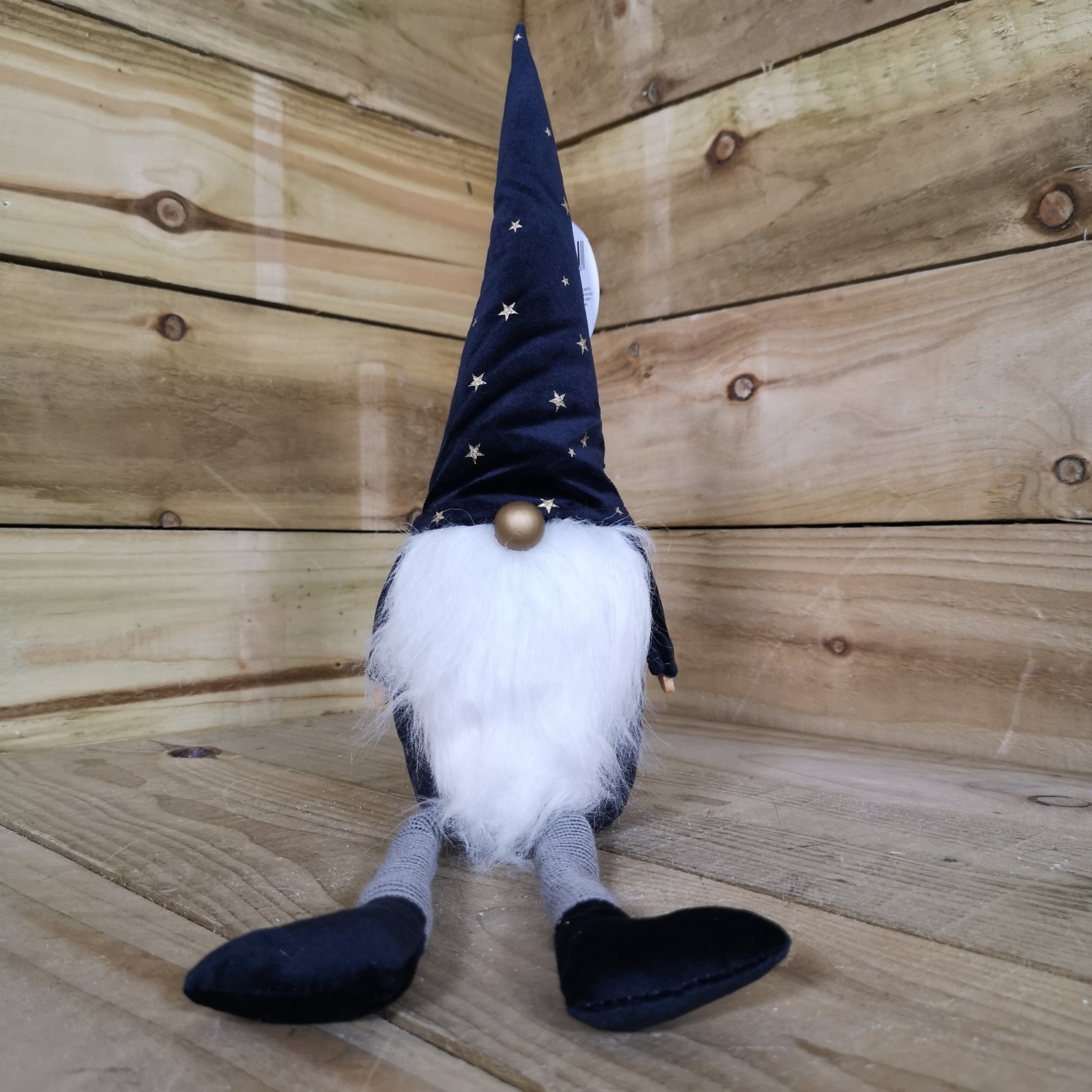 Navy Bearded Christmas Gonk with Dangly Legs and Starry Hat