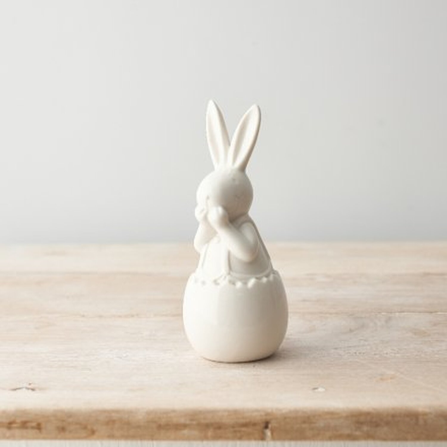 White Ceramic Bunny In Egg