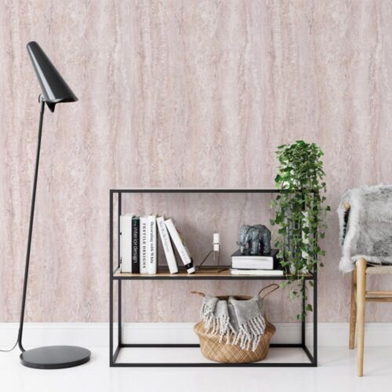 Muriva Eterna Marble Blush Wallpaper 186513 - Feature Faux Granite ...