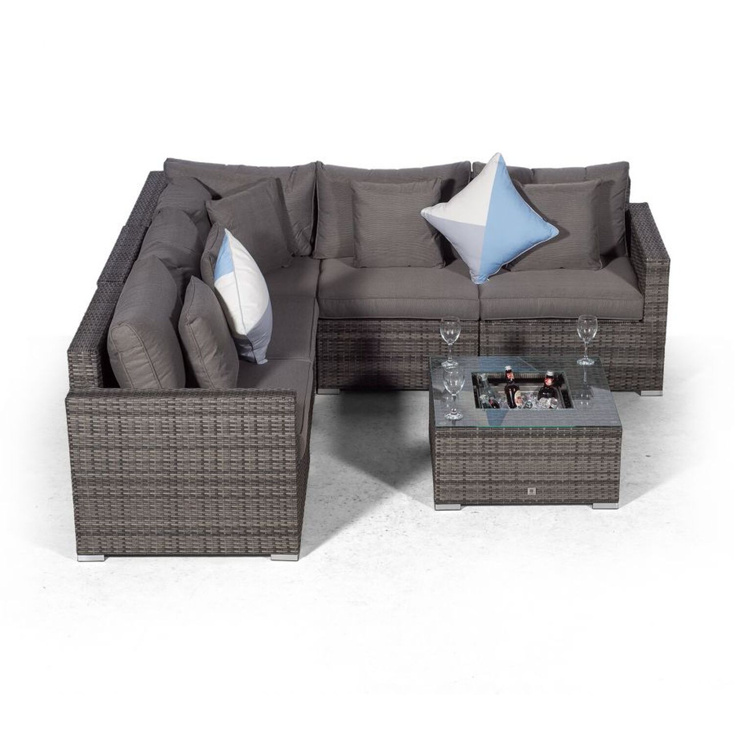 Havana 5 Seat Rattan Corner Sofa Set with Ice Bucket Coffee Table