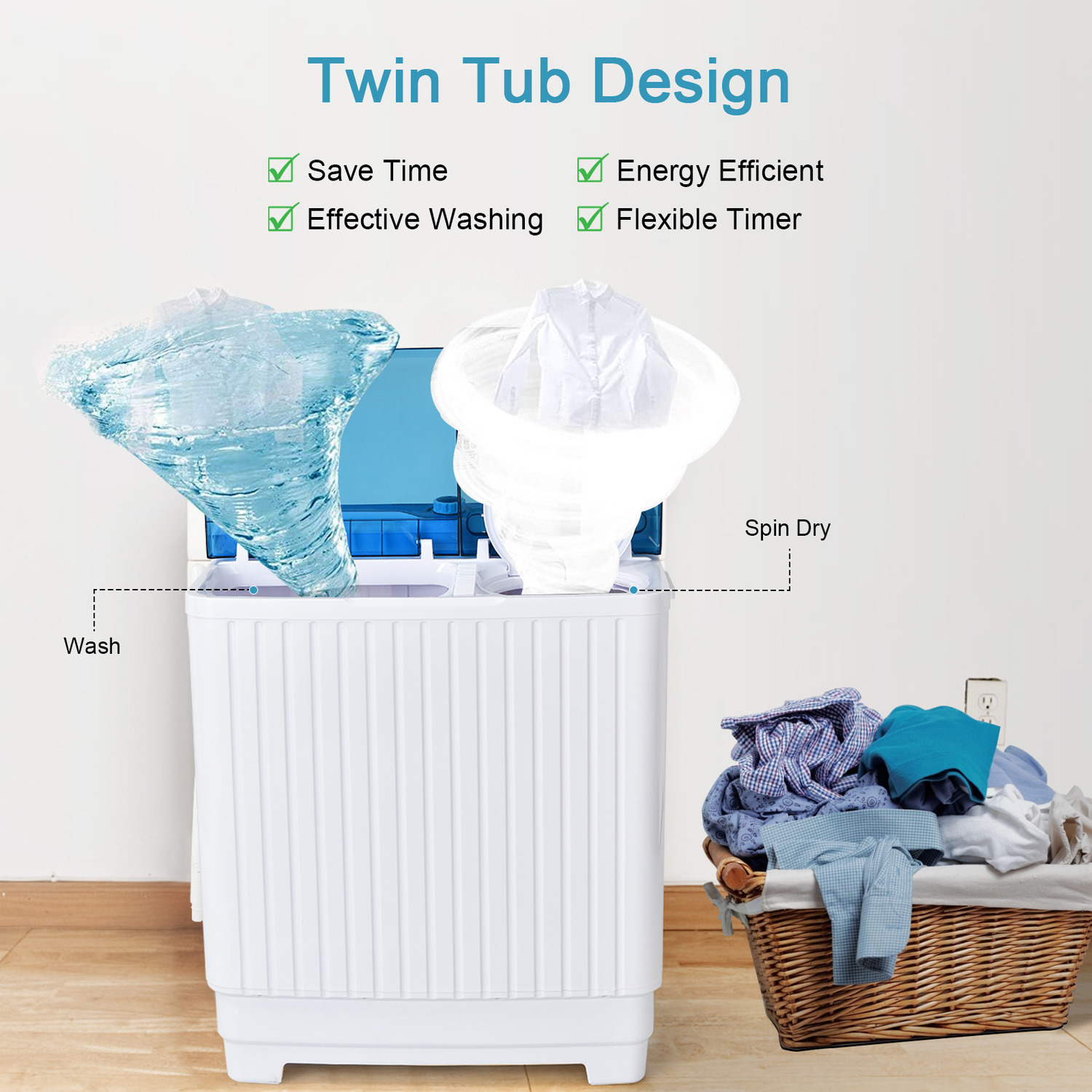 Twin Tube Laundry Washer Washing Machine