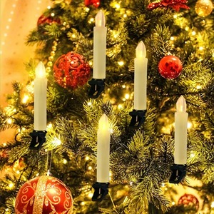 Clip On Christmas Tree Candle Lights 10 Warm White LED Flickering Candles
