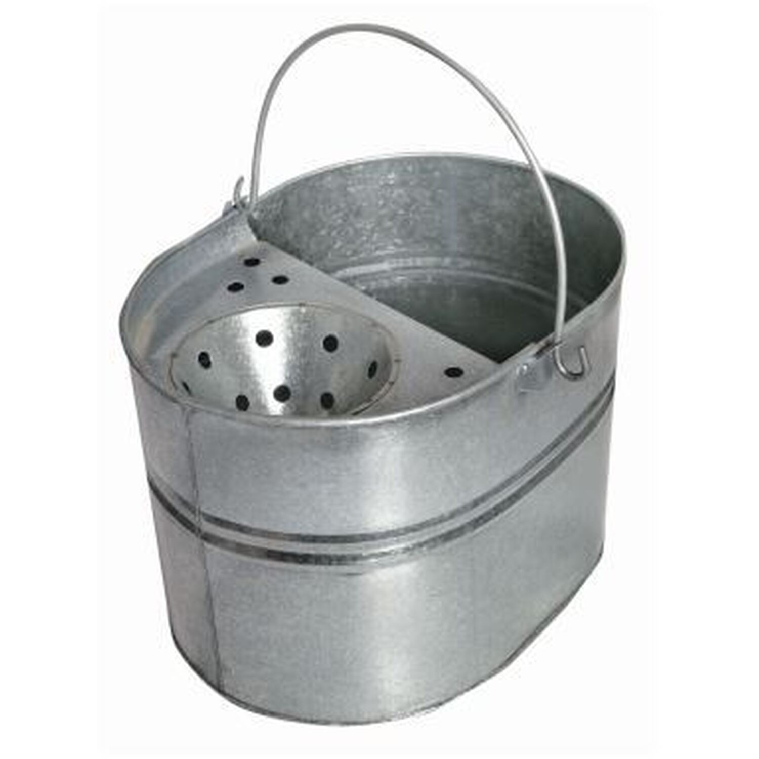 Ashley Galvanised Steel Mop Bucket with Wringer - Silver