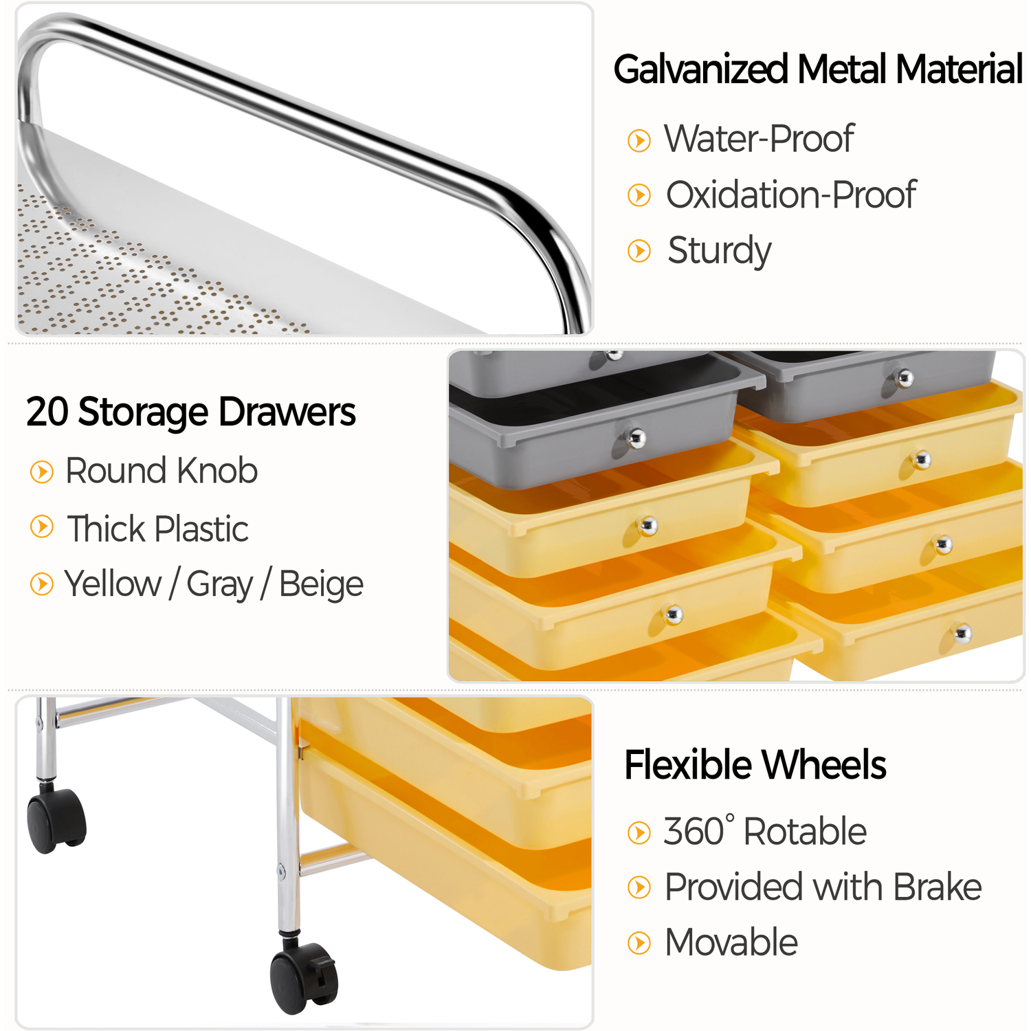 20 Drawer Rolling Storage Trolley Cart
