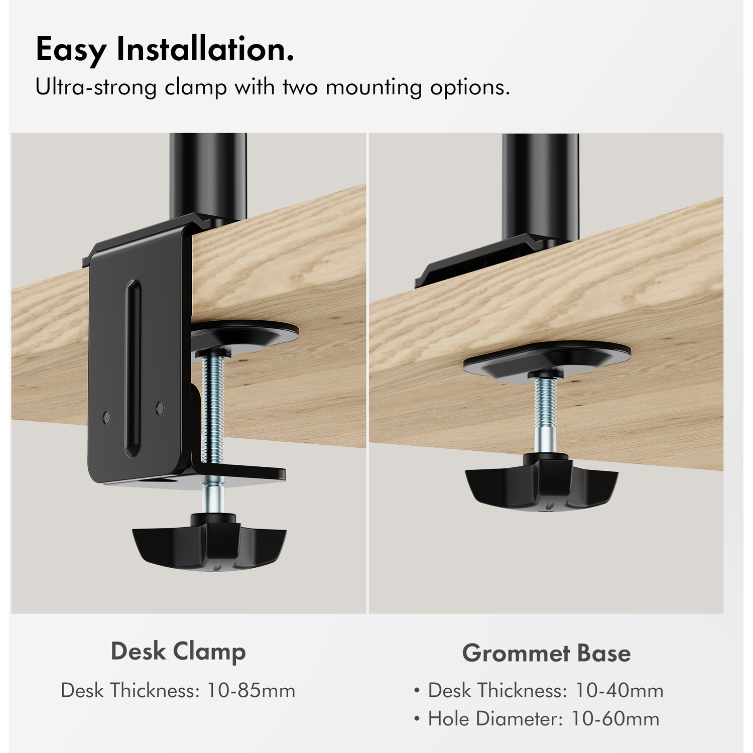 Height Adjustable Triple Monitor Clamp with Full Tilt and Swivel Arms