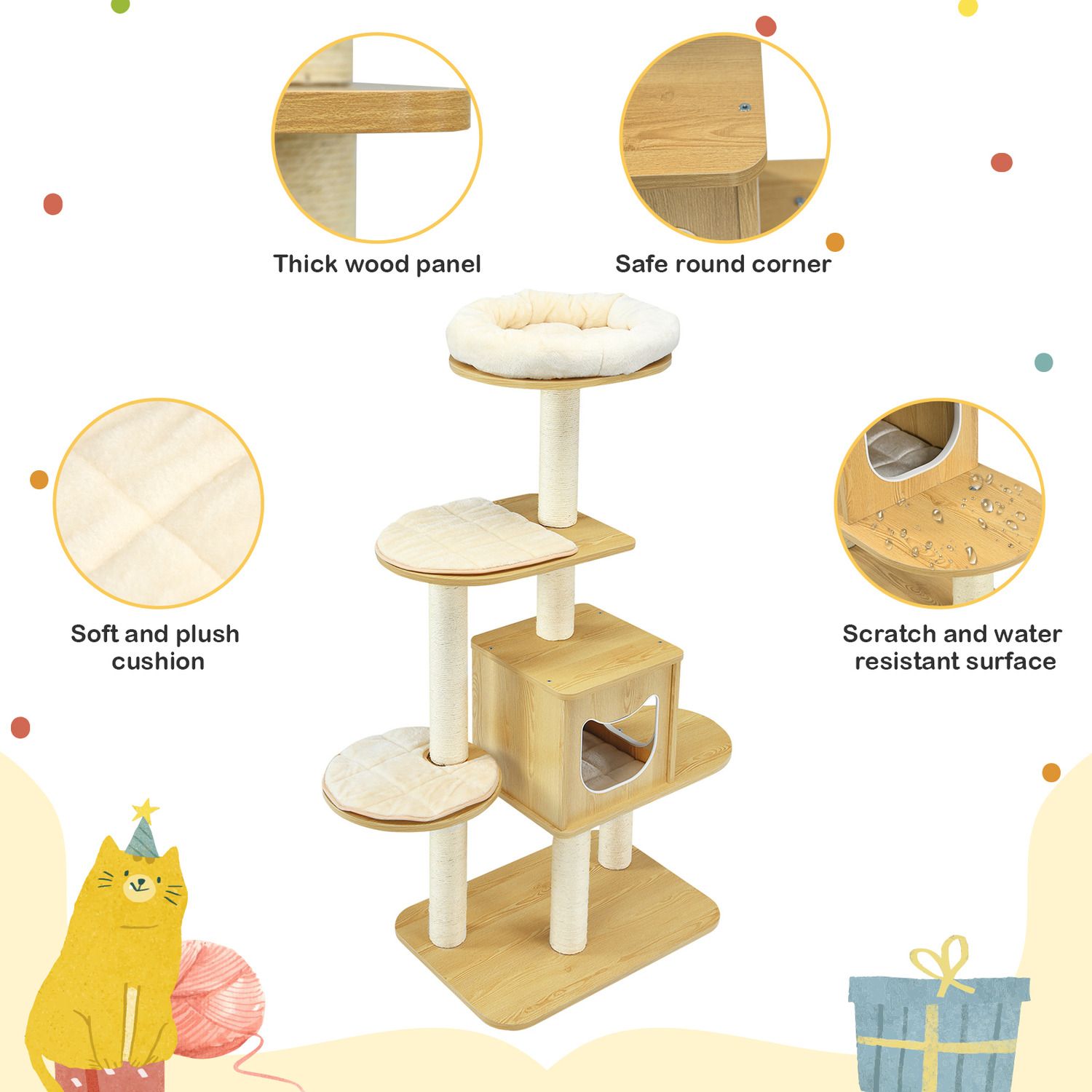 4 Levels Modern Cat Tree Tower and Climbing Activity Center