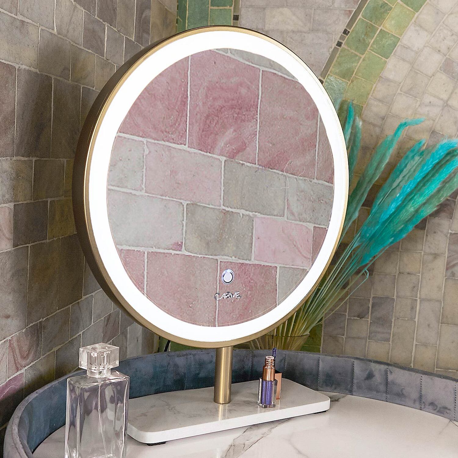 Pastel Paradise Storm Velvet Dressing Table with Mirror