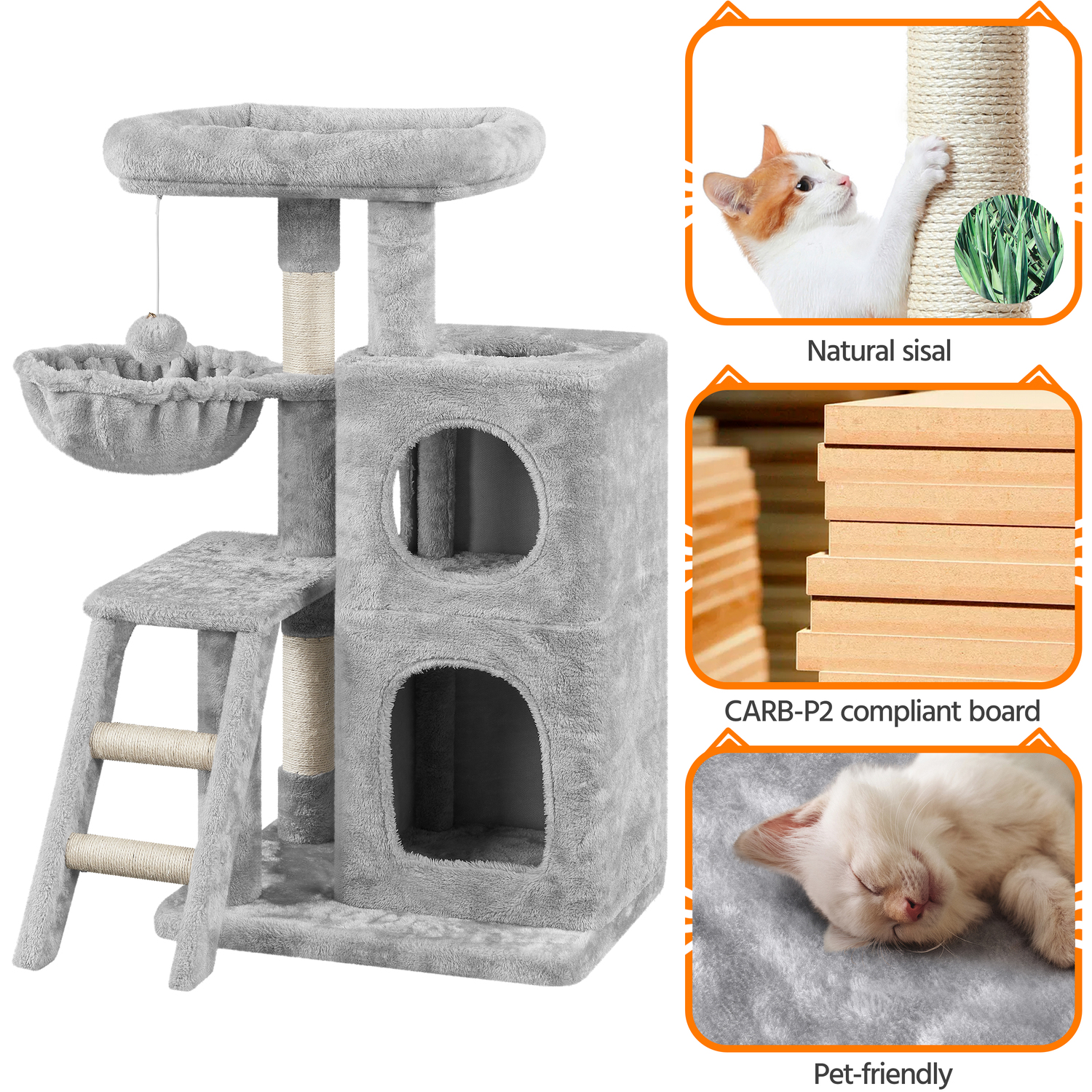 Cat Tree with Dual Condo Basket for Small Cats