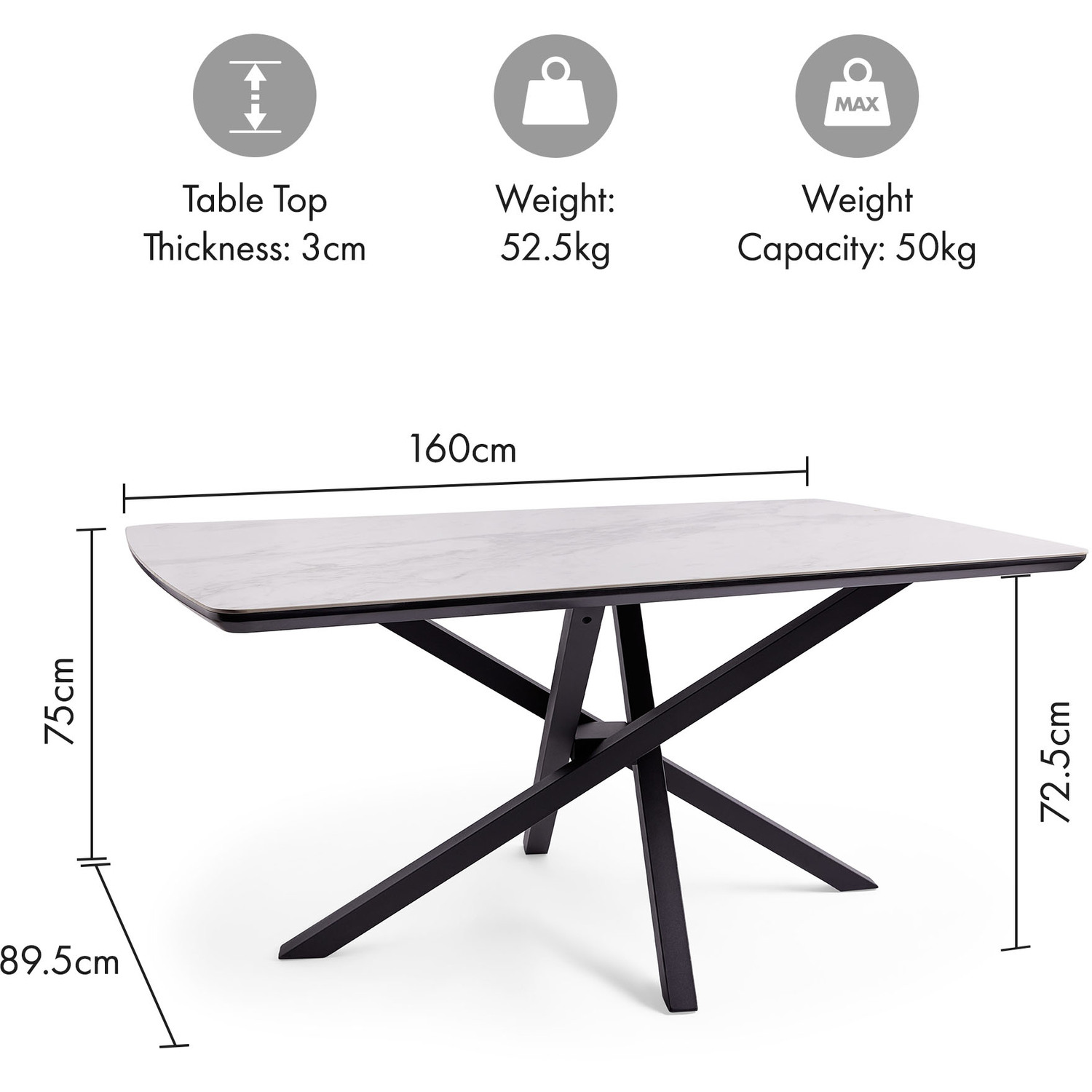 Marble Effect Ceramic Dining Table with 6 Dining Chairs Set