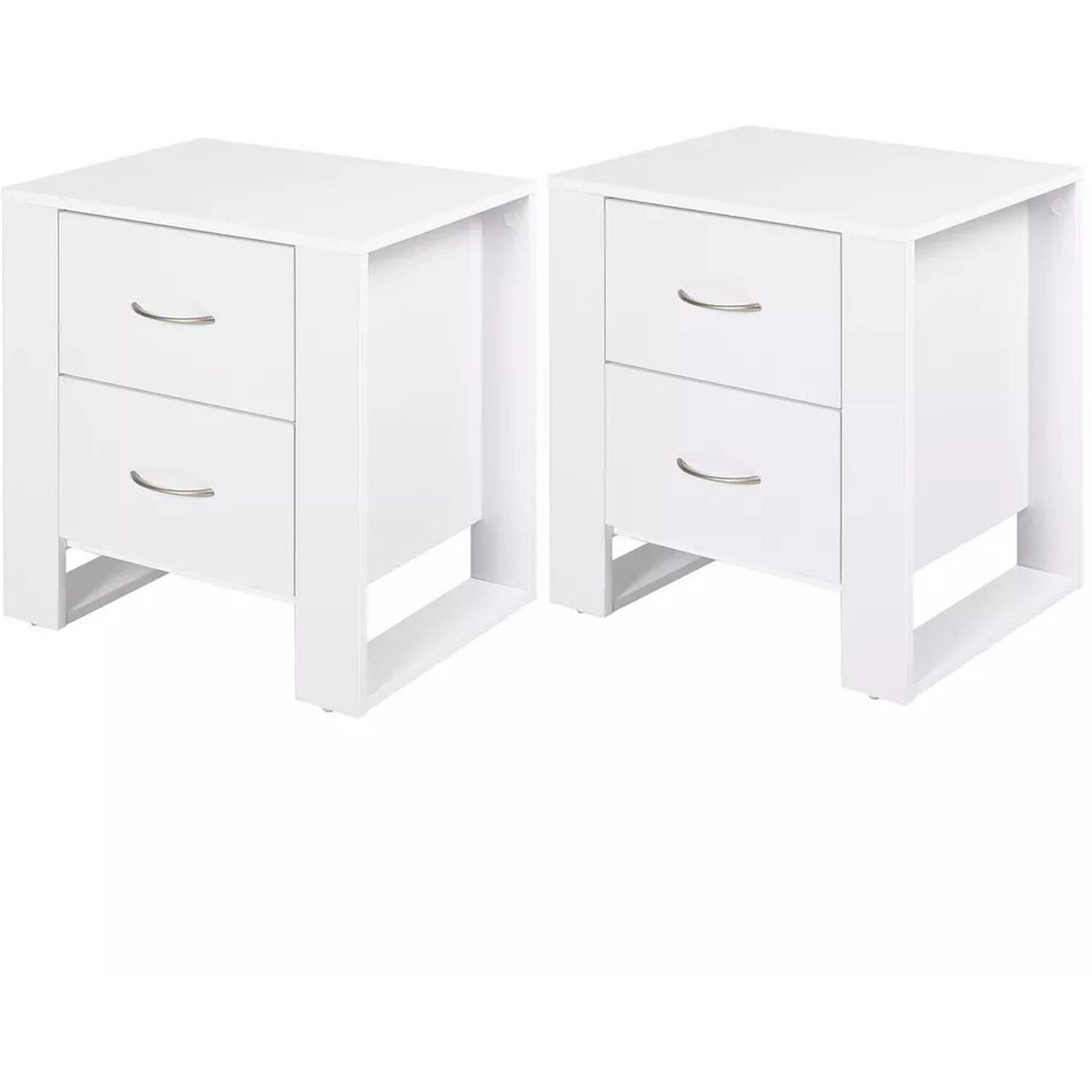 Set of 2 Boxy Bedside Tables with Drawers