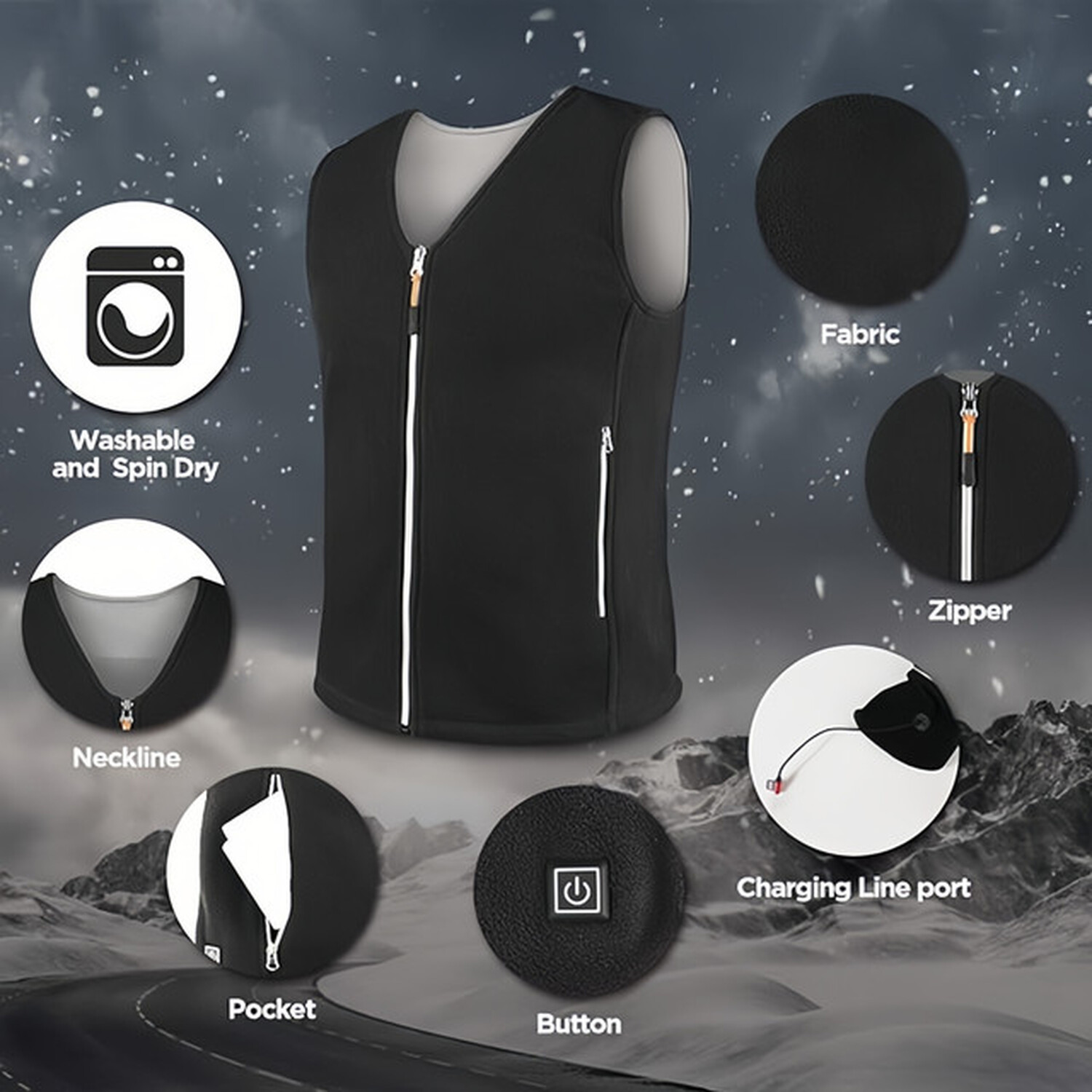 Smart Electric Heating Vest with Temperature Control