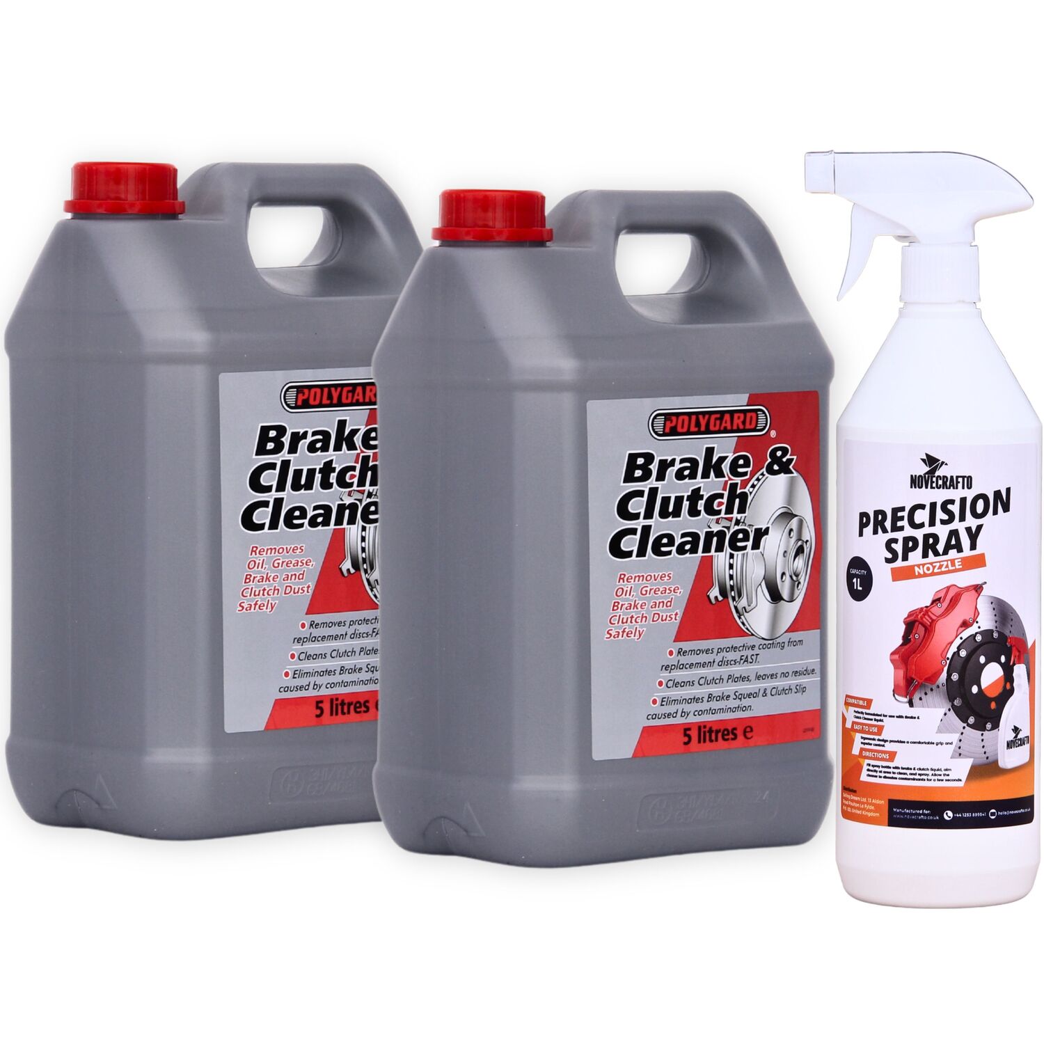 Clutch and Disc Brake Cleaner 5L with Degreaser Spray Bottle - Oil Dust ...