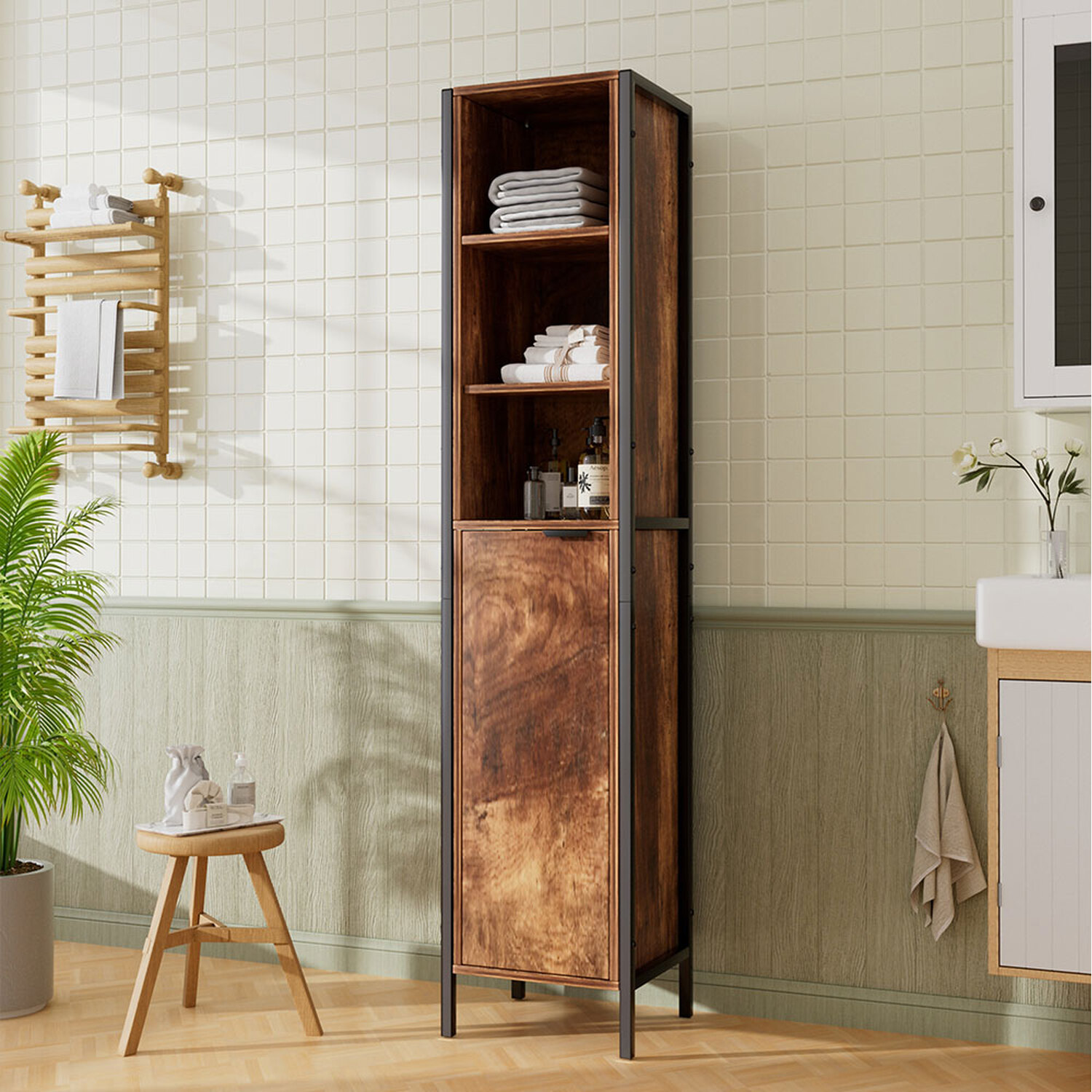 5-Tier Metal Frame Bathroom Cabinet
