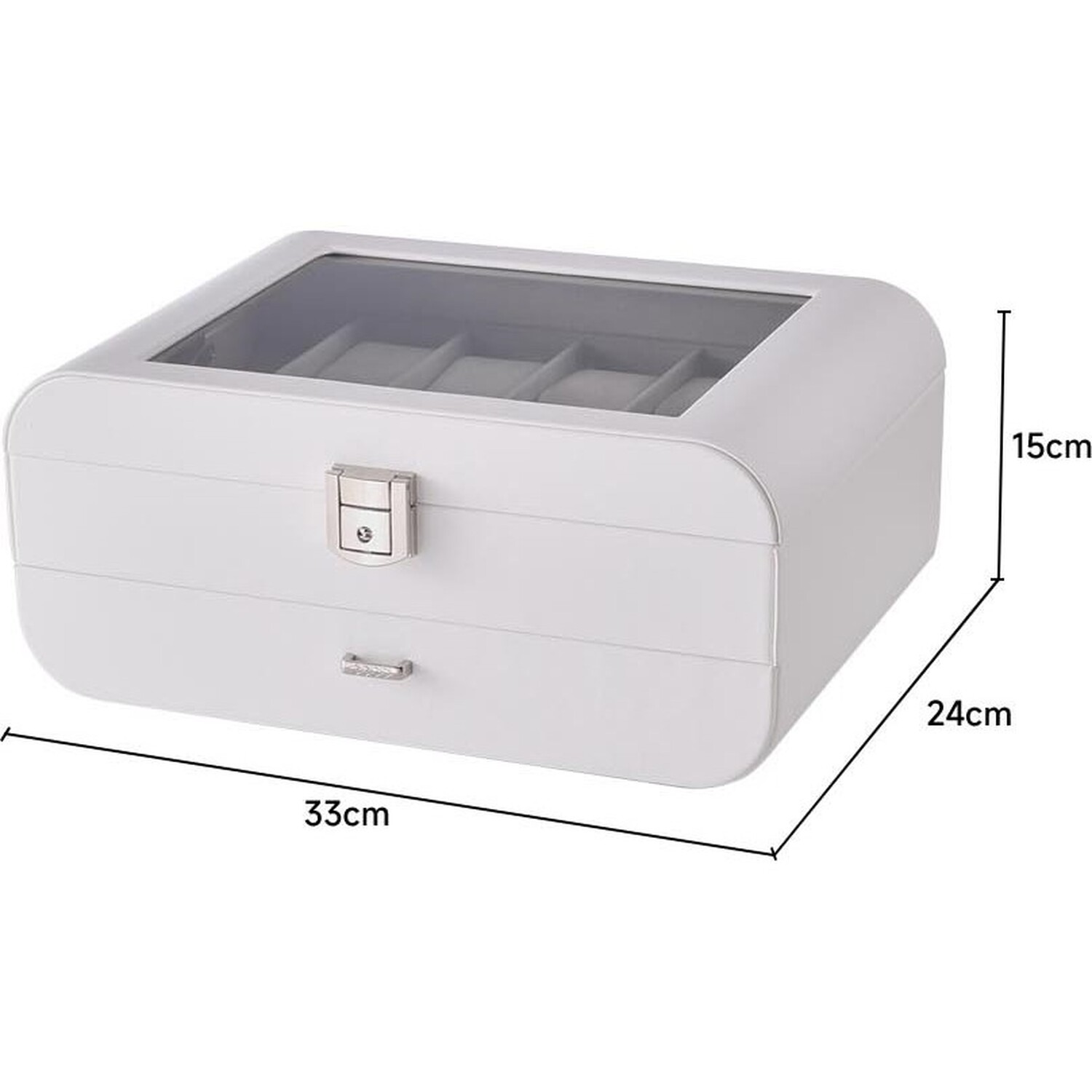 Jewellery Box with Watch Slots and Drawer