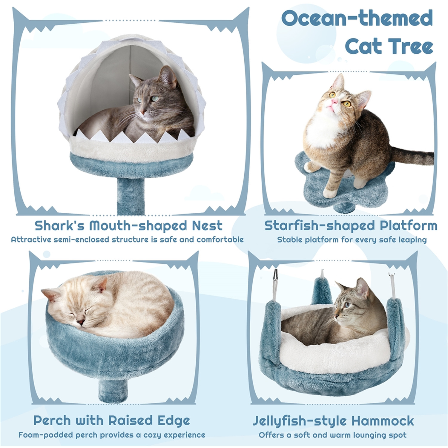 Yaheetech Ocean Themed Cat Tree with Sisal Posts