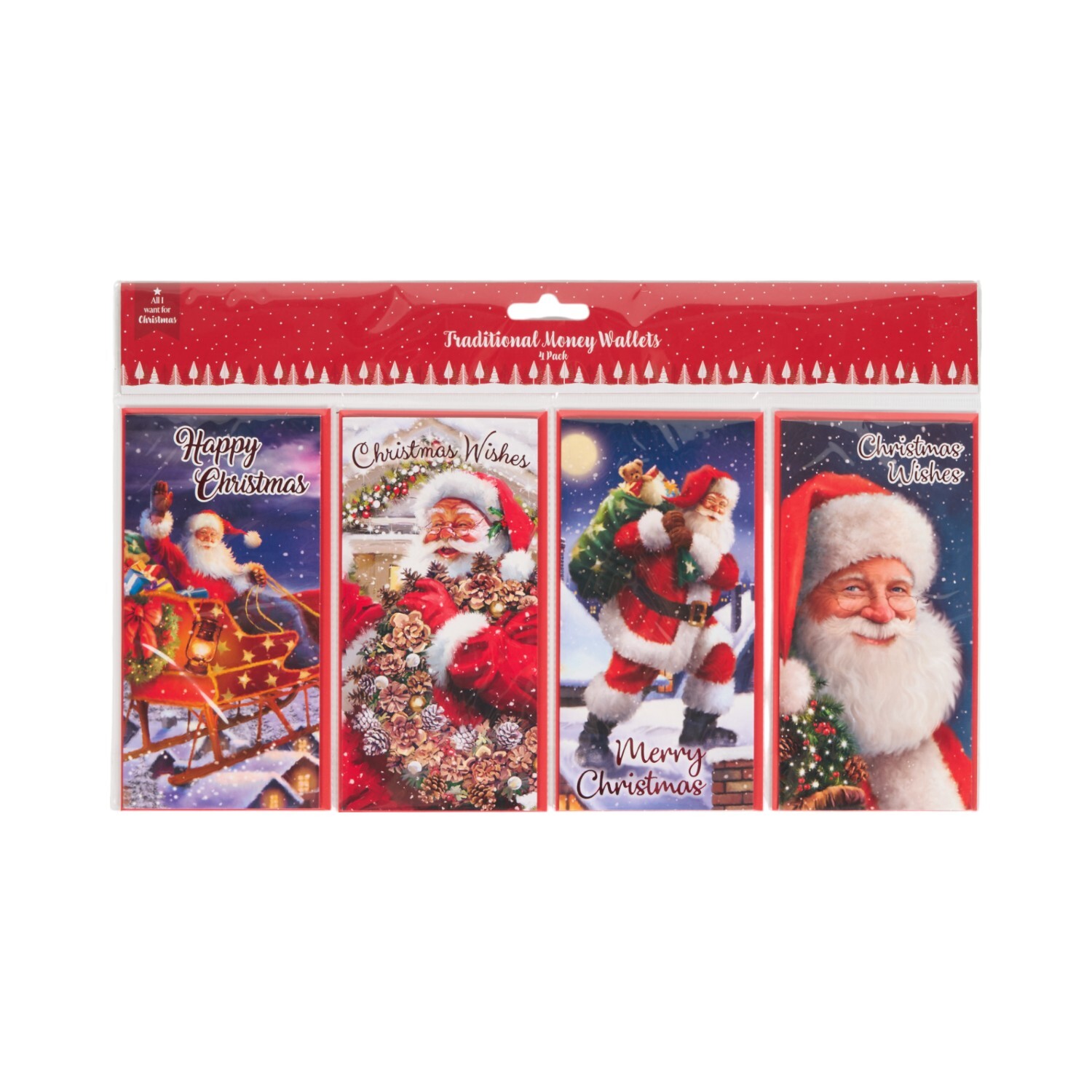 Pack of 4 Christmas Traditional Money Wallets