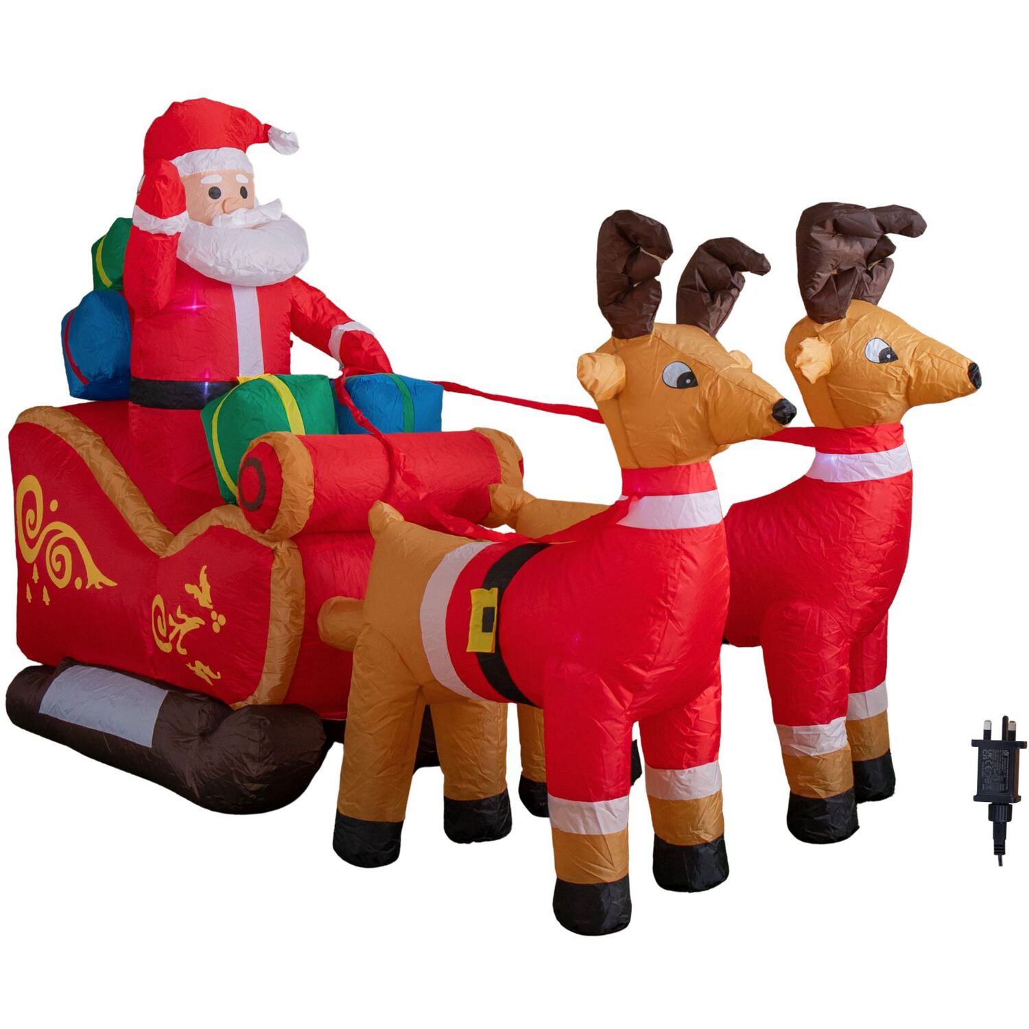 LED Christmas Inflatables Santa Sleigh and Reindeer Decoration