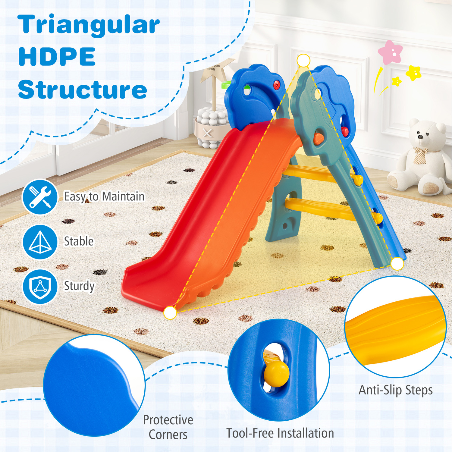 Kids Folding Climber Slide Playset