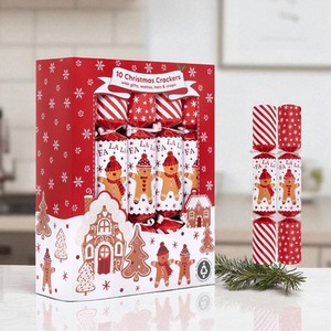 10 Cute Christmas Crackers Gingerbread Family Dinner 12 Inch Red White