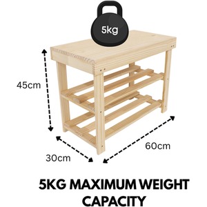 Pine shoe bench, unfinished