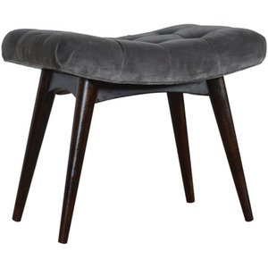 Grey Cotton Velvet Curved Bench