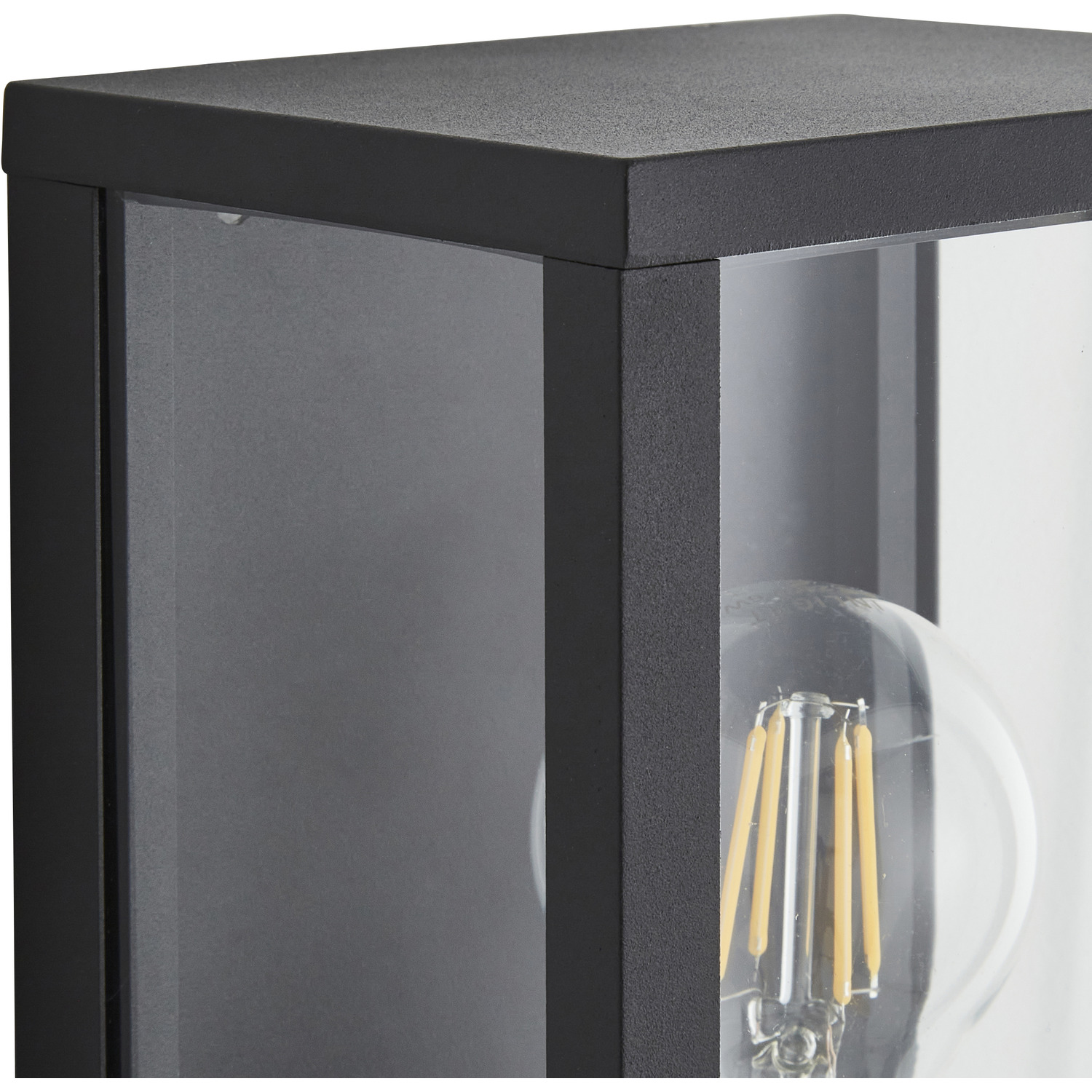 CGC SEB Black Outdoor Wall Light Box Lantern Clear Glass