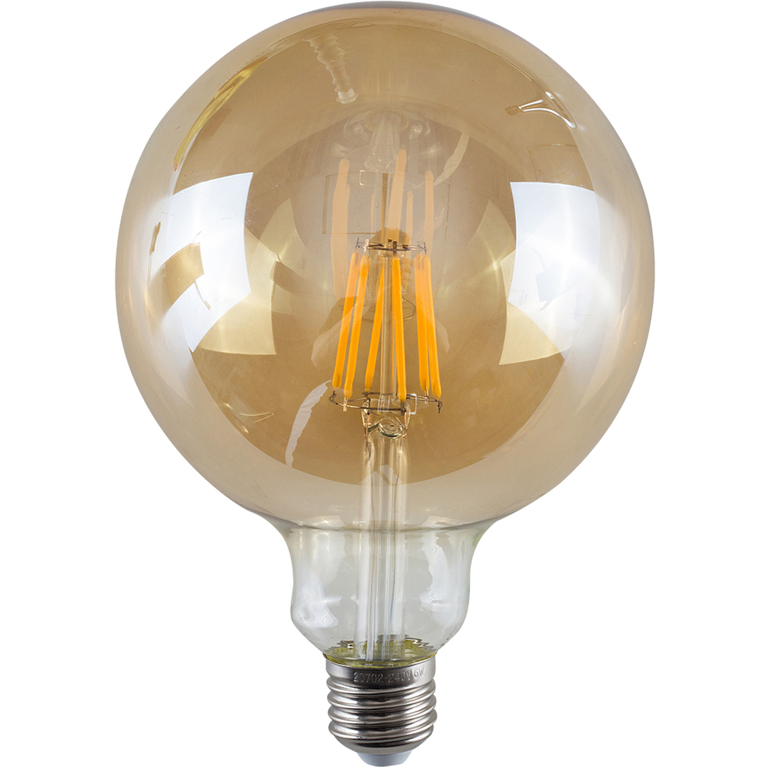2 Pack E27 Amber Glass Bodied Globe LED 6W Warm White 2700K 660lm Light ...