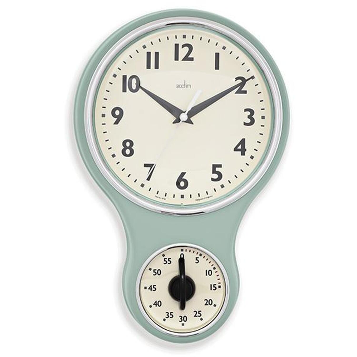 KitchenTime Retro Wall Clock with Timer