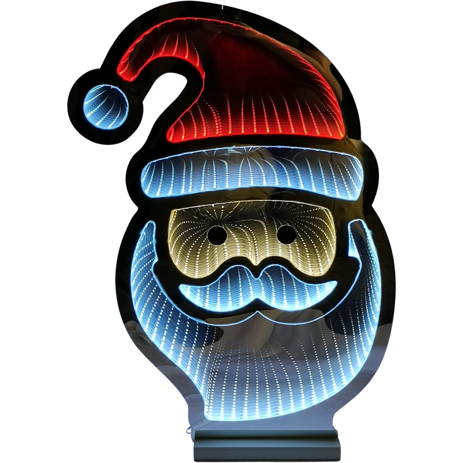LED Infinity Light Standing Santa Decoration with Wooden Base