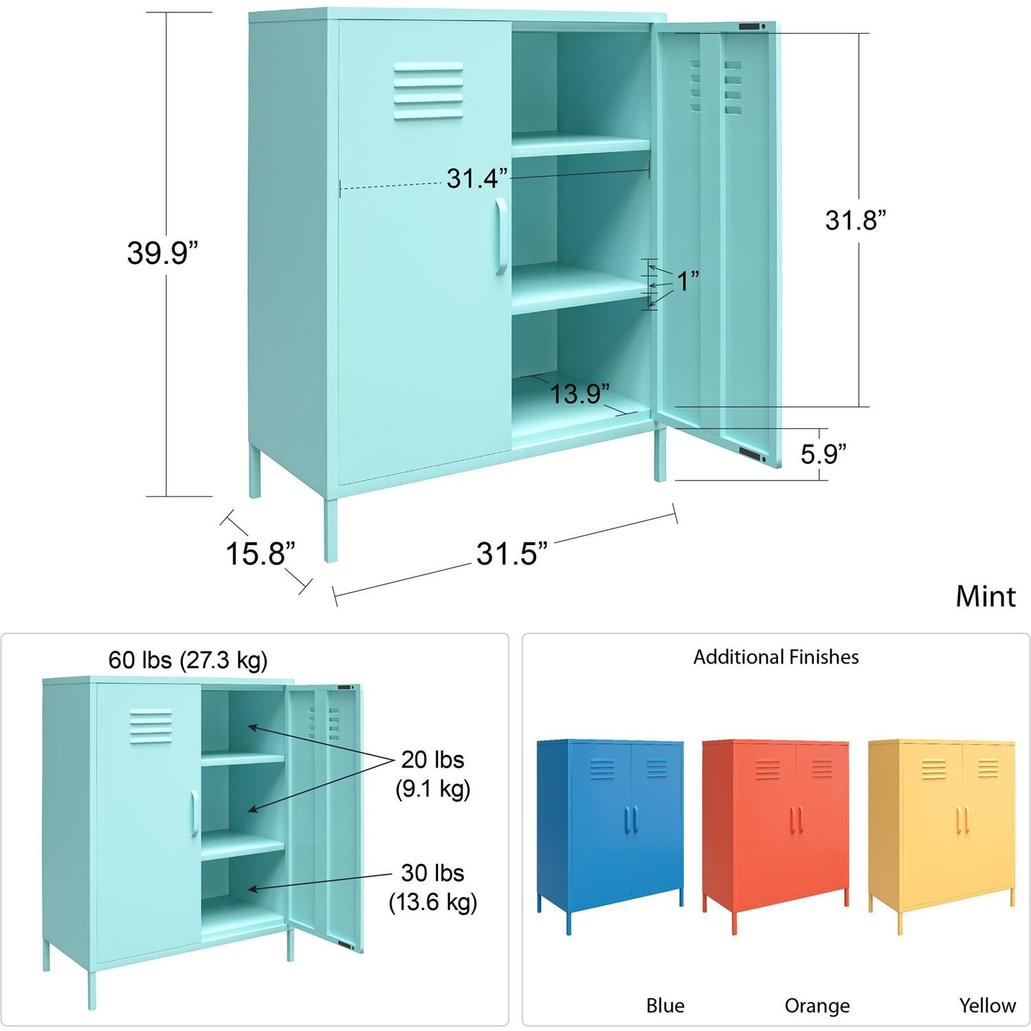 Cache metal locker with 2 doors