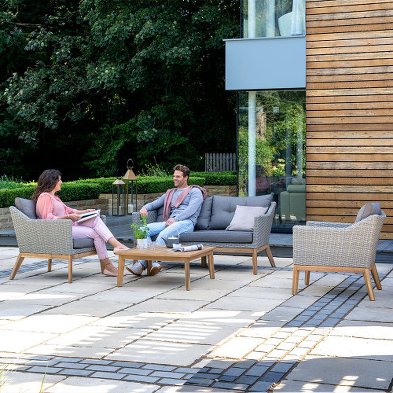 4 Seater Rattan Weave Garden Seating Set